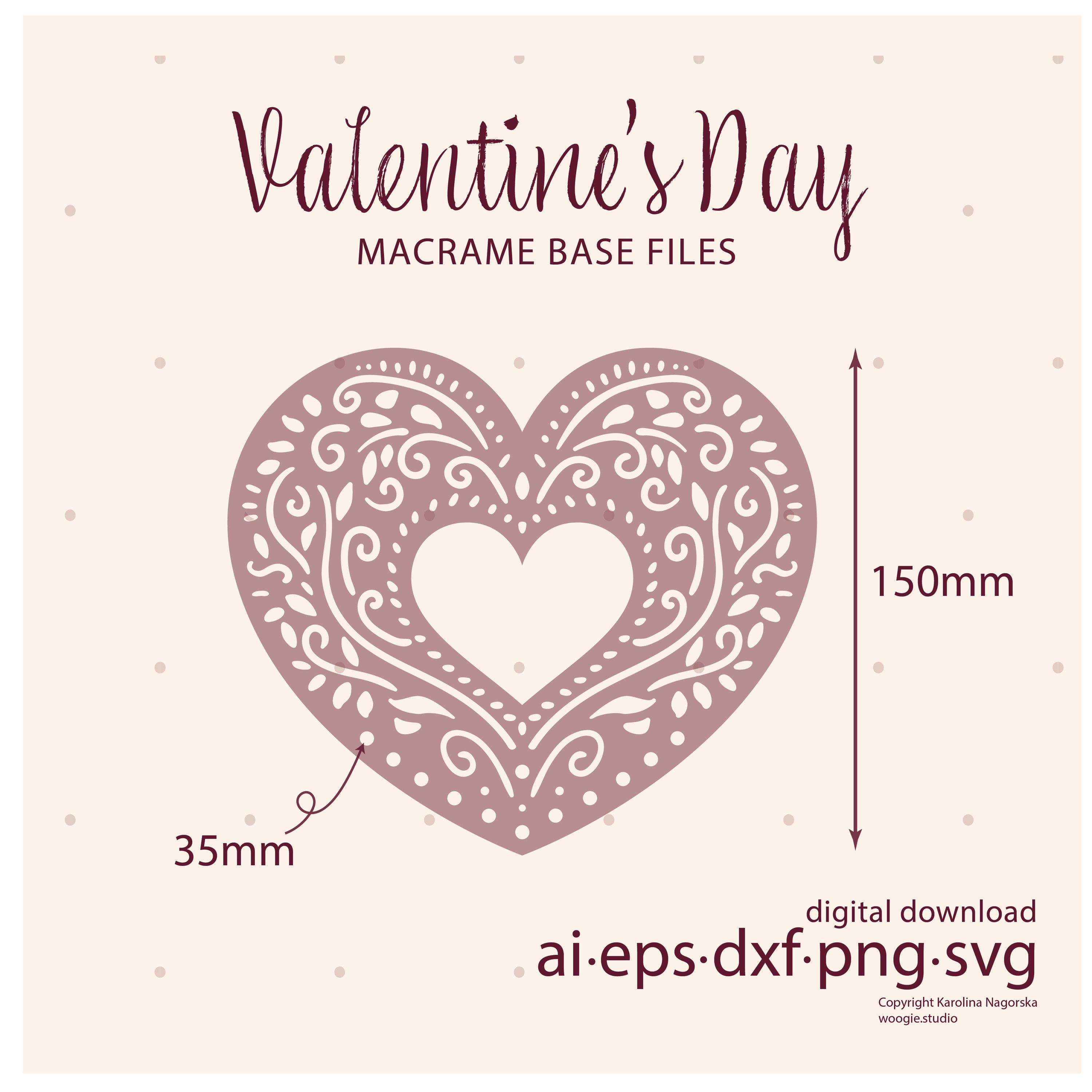 Valentine’s Day Macrame Heart Laser Files - Etsy