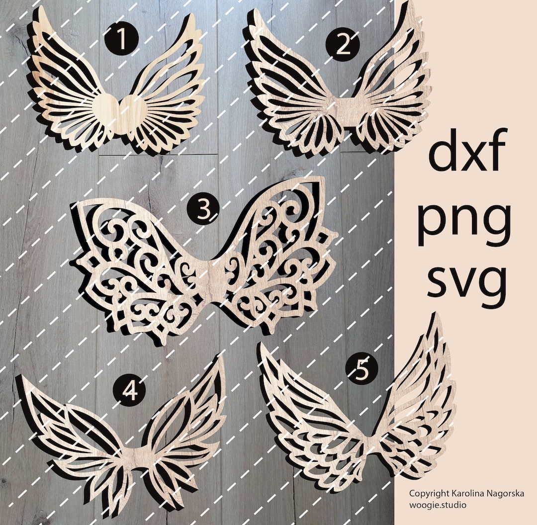 Angel Wings, Laser Cut File, Vector File, Svg, Dxf, Png, Digital Laser ...