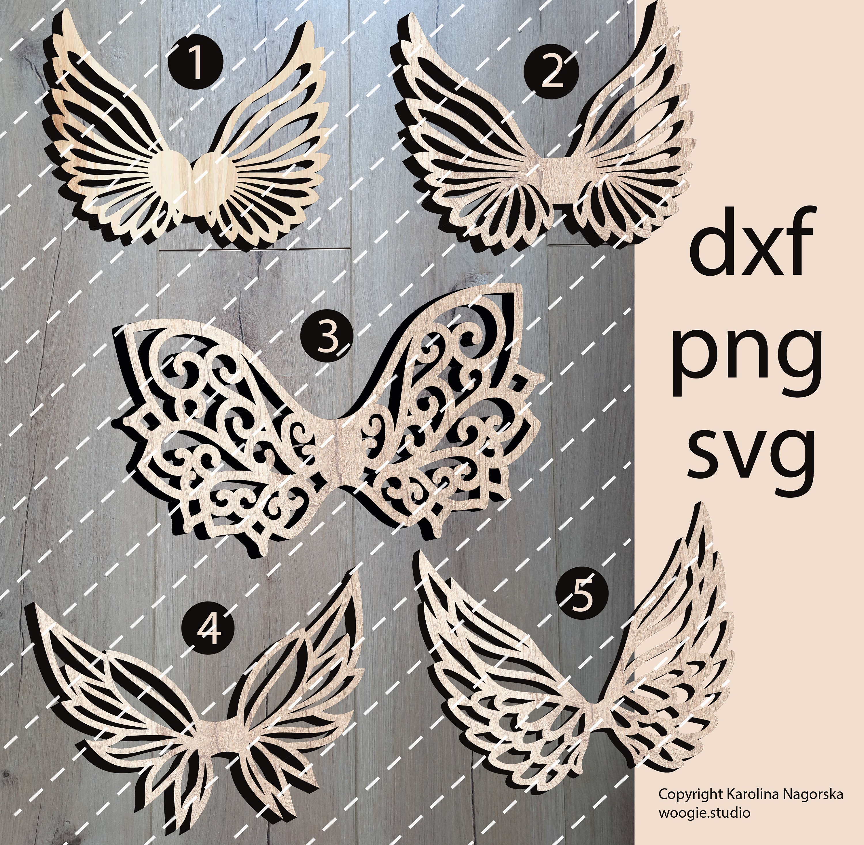 Angel Wings, Laser Cut File, Vector File, Svg, Dxf, Png, Digital Laser ...