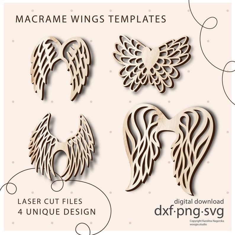 Macrame Wings SVG, PNG, DXF File, Angel Wings Files - Etsy