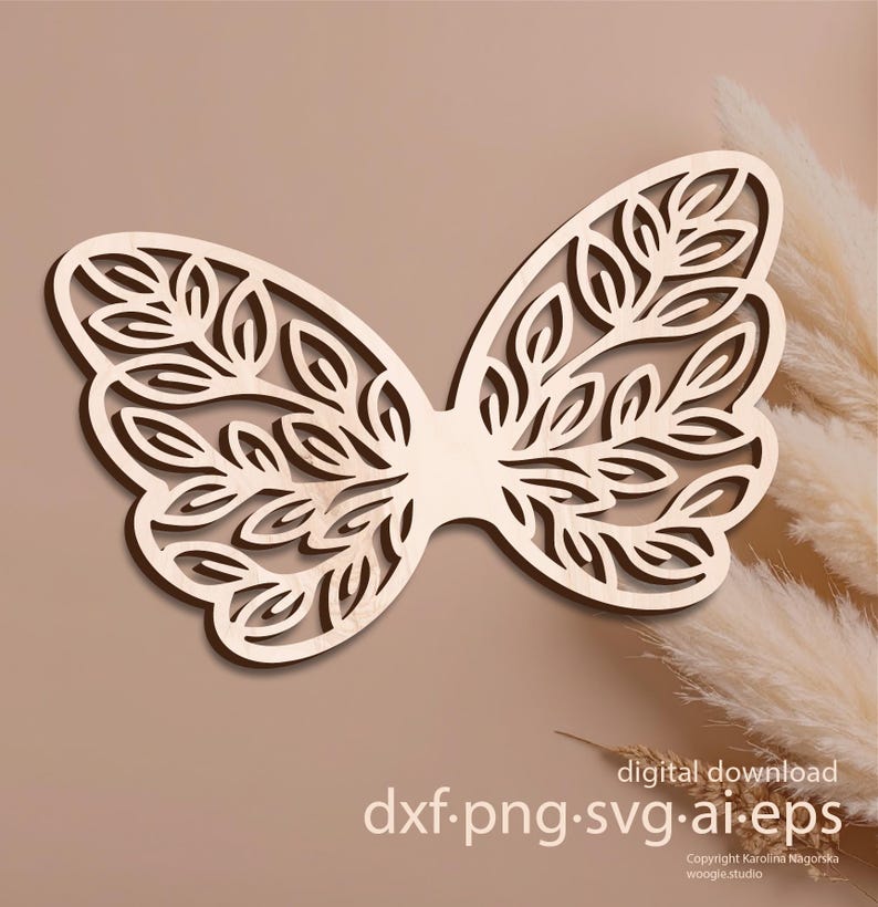 Alas de mariposa florales SVG: Archivos cortados con láser para muñecas ...