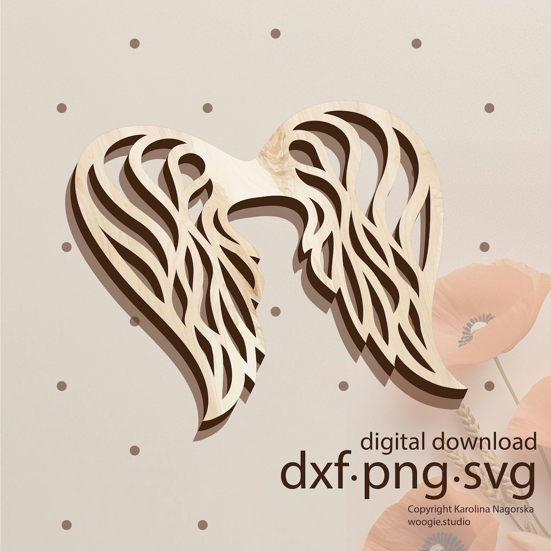 Long Angel Wings for Cutting Machine, Openwork Leser Cut Files for ...