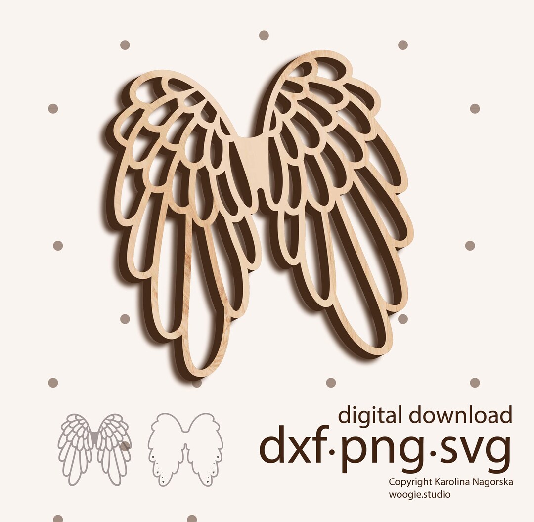 Long Angel Wings Svg for Laser - Etsy
