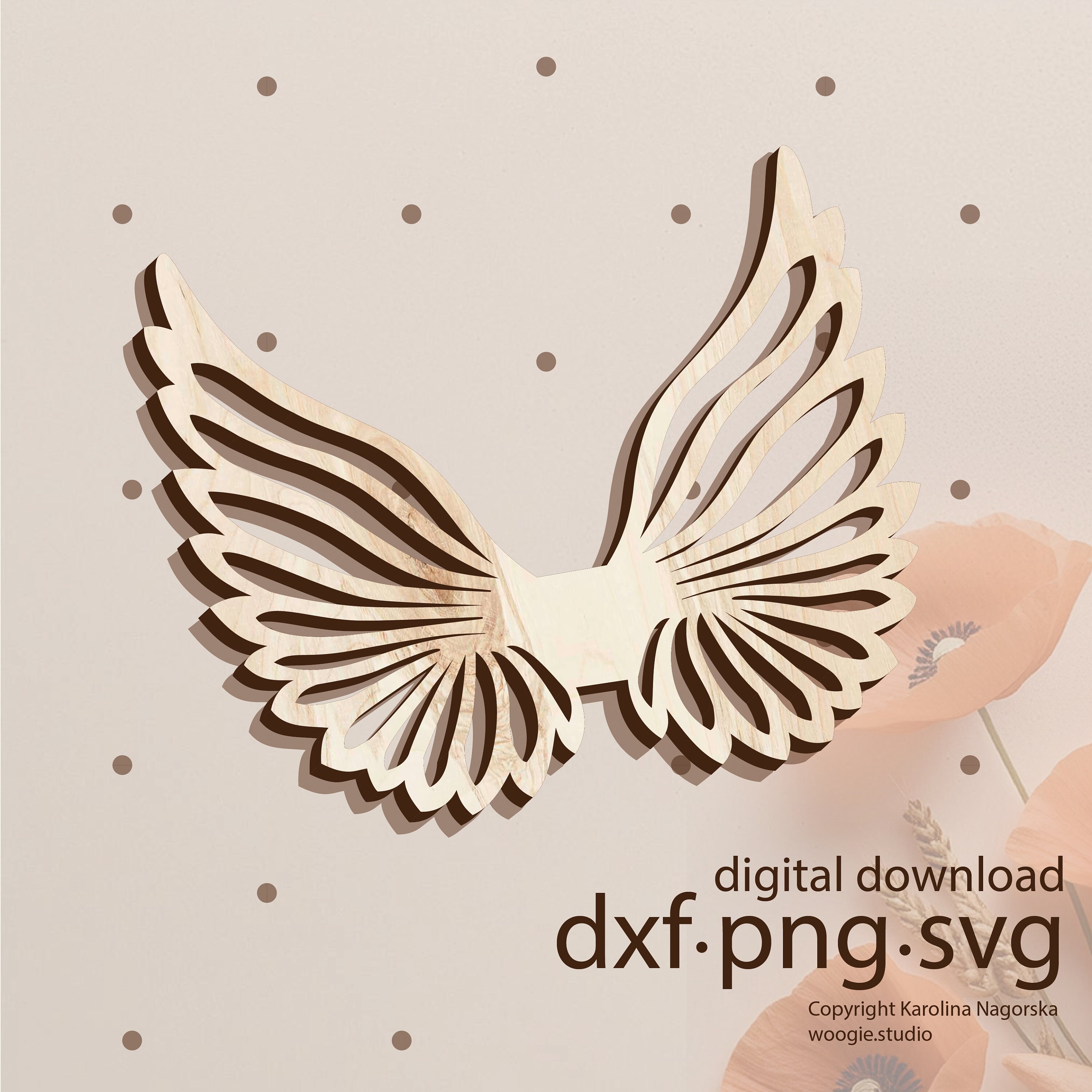 Angel Wings, Laser Cut File, Vector File, Svg, Dxf, Png, Digital Laser ...