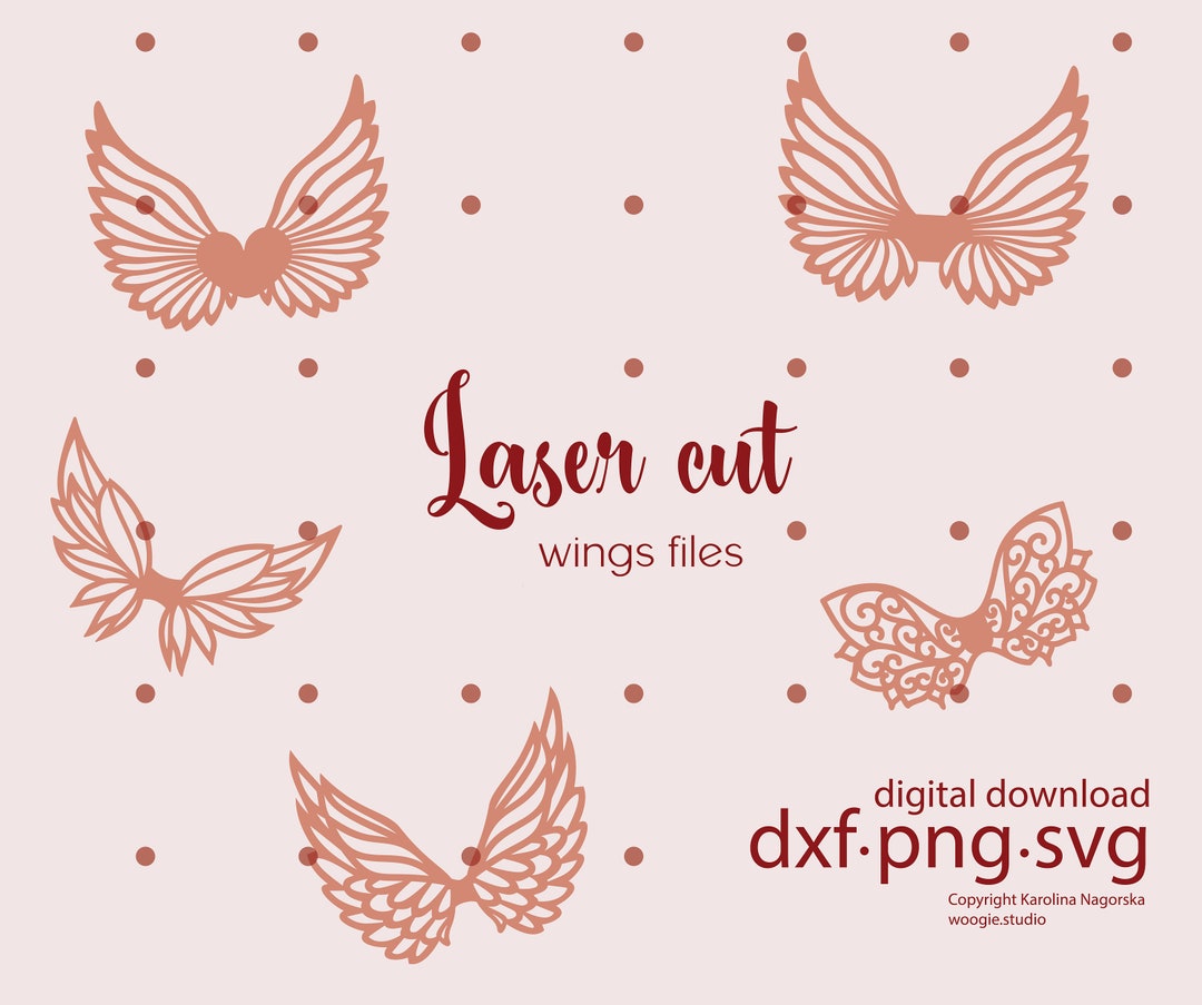 Angel Wings, Laser Cut File, Vector File, Svg, Dxf, Png, Digital Laser ...