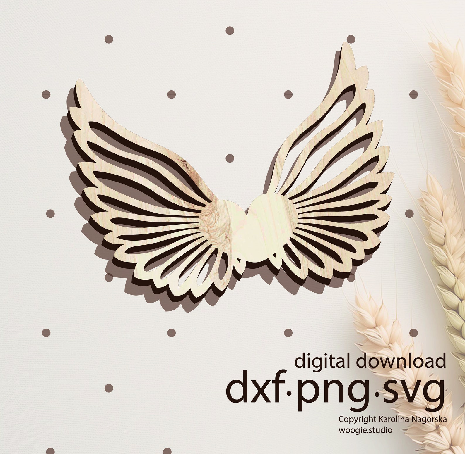 Angel Wings, Laser Cut File, Vector File, Svg, Dxf, Png, Digital Laser ...