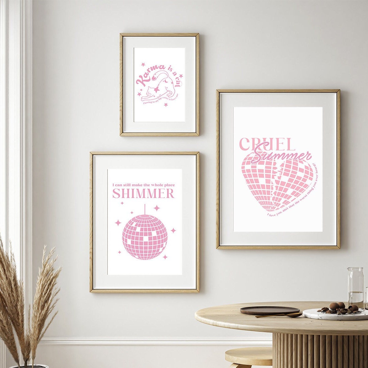 Pink Swiftie Art Set of 3, Gallery Wall Bundle, Set of Three Prints ...
