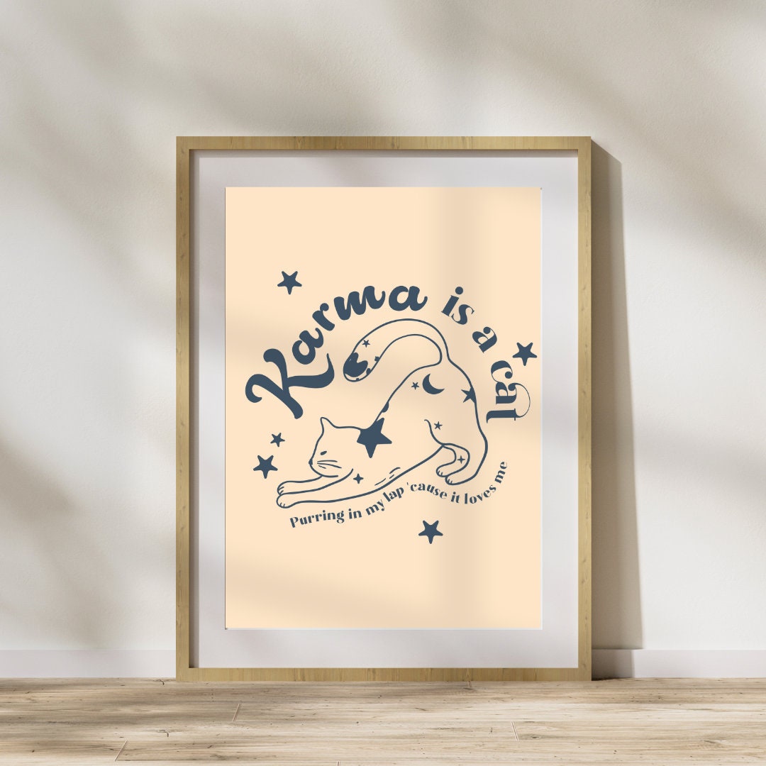 Karma is a Cat Poster, Retro Print, Eras Tour, Midnights Poster, Taylor ...