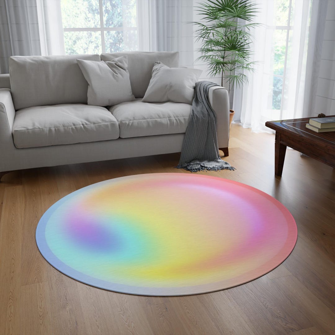 Candy Swirl Aura Rug Colorful Round Home Decor, Soft Round Area Rug ...