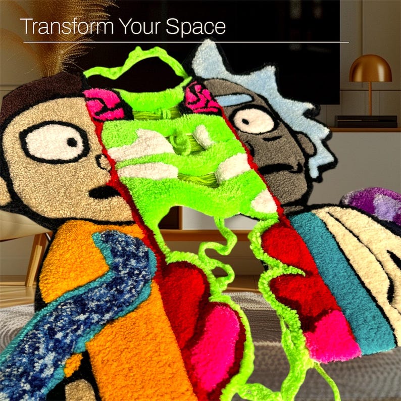 Rick & Morty Slime Split Crochet Drip Rug Handmade Office, Bedroom ...