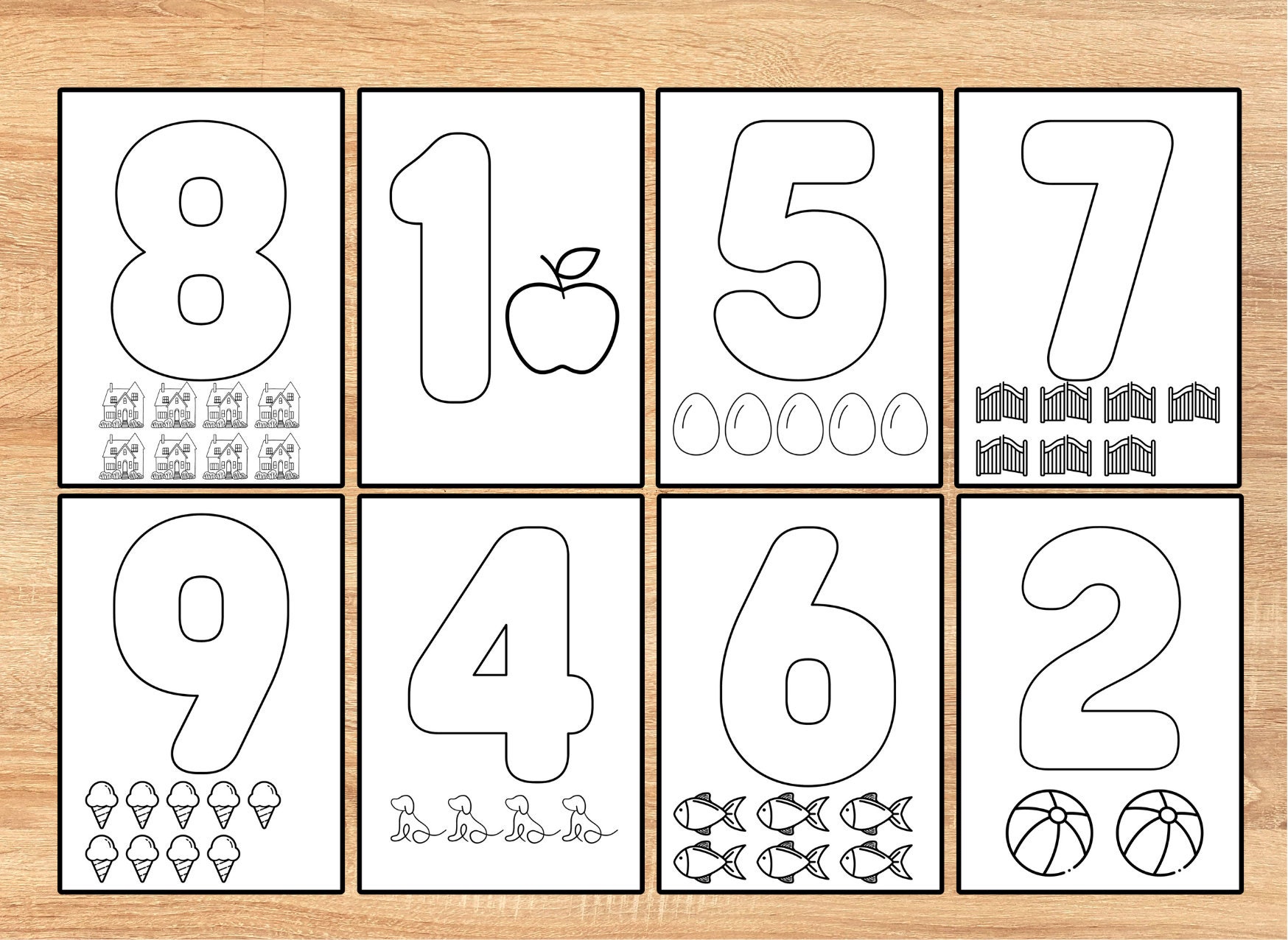 1 10 Numbers Printable Coloring Page Worksheets for - Etsy Canada
