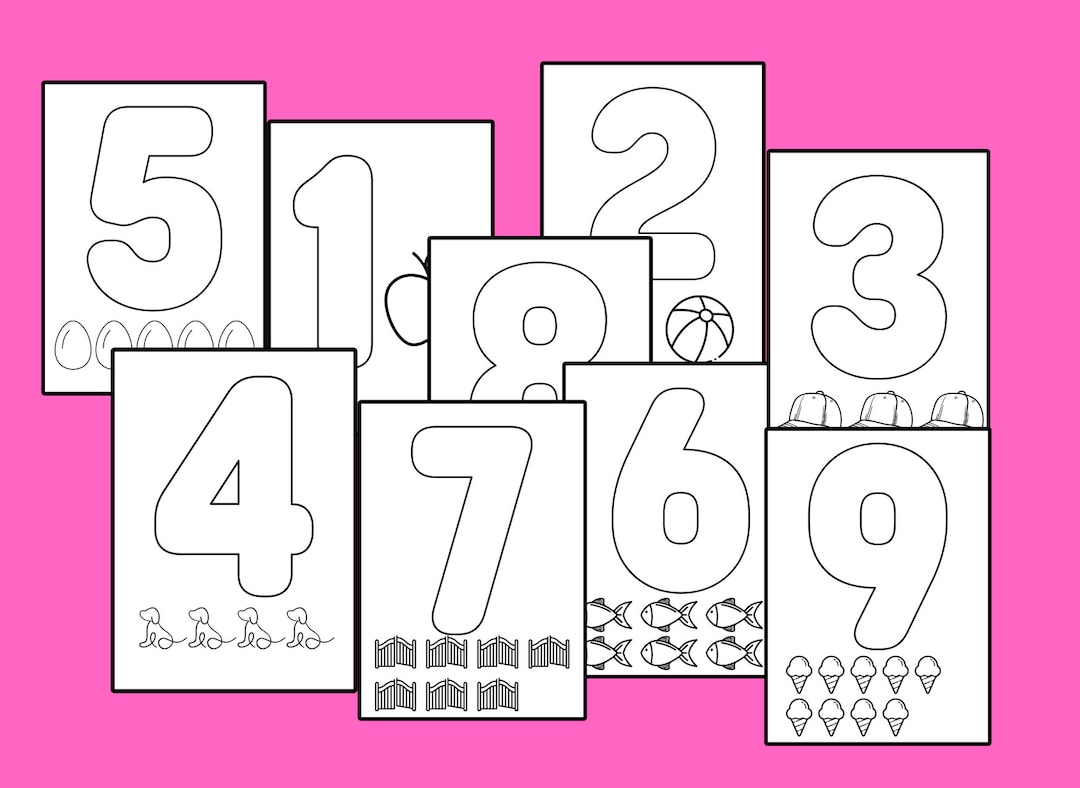 1 10 Numbers Printable Coloring Page Worksheets for - Etsy Canada
