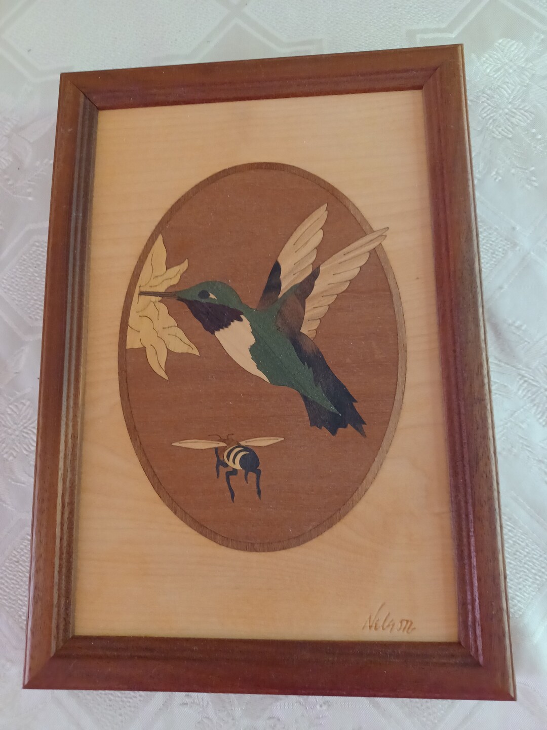 Hummingbird&bee Hudson River Inlay Wood Image Artwork - Etsy