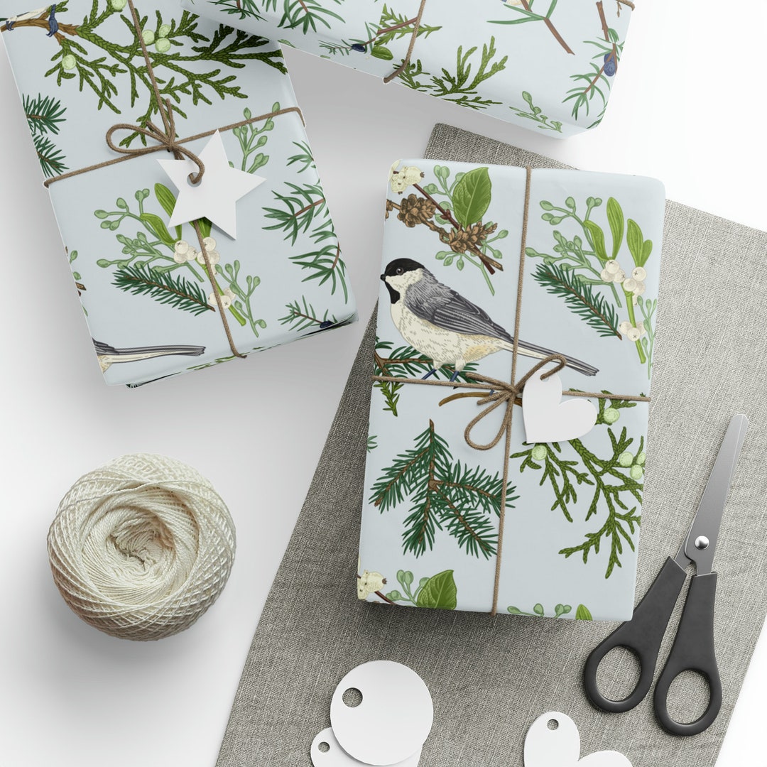 Elegant Christmas Bird Gift Wrapping Paper Sheets Baby Blue, Holidays ...