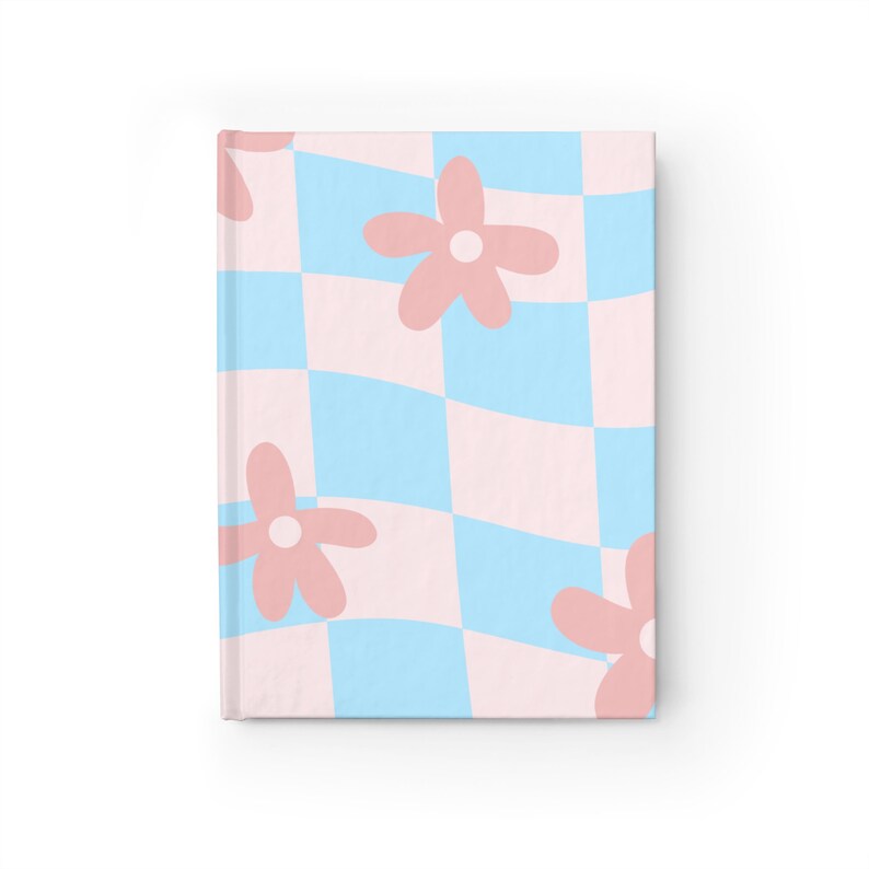 Baby Blue & Pink Checkered Bullet Journal 5x7 Hardcover Notebook for To ...