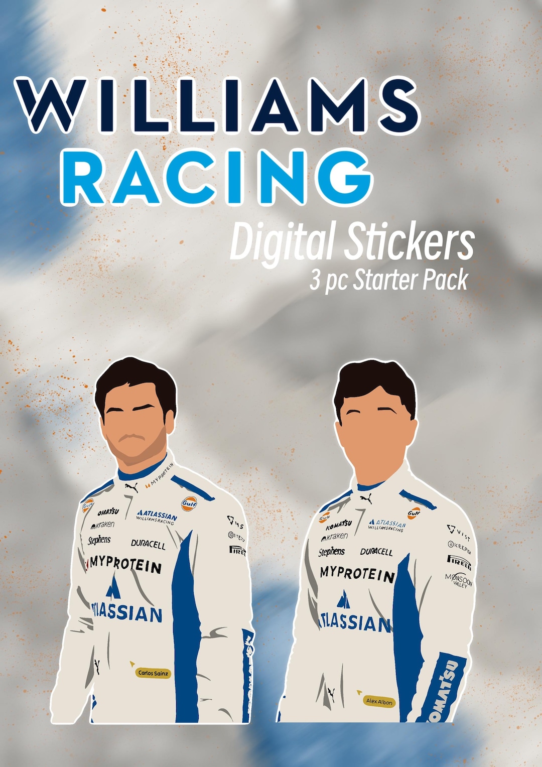 3 PC WILLIAMS RACING 2025 FORMULA1 F1 Hand Drawn Digital Stickers - Etsy