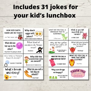 Fun Lunchbox Joke Cards for Kids - Printable Digital Download - Etsy