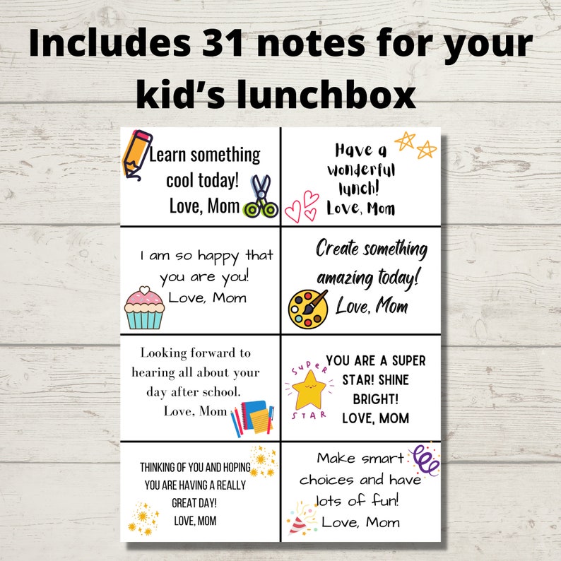 Kids Lunchbox Notecards From Mom, Dad, and Both - Heartwarming Messages ...