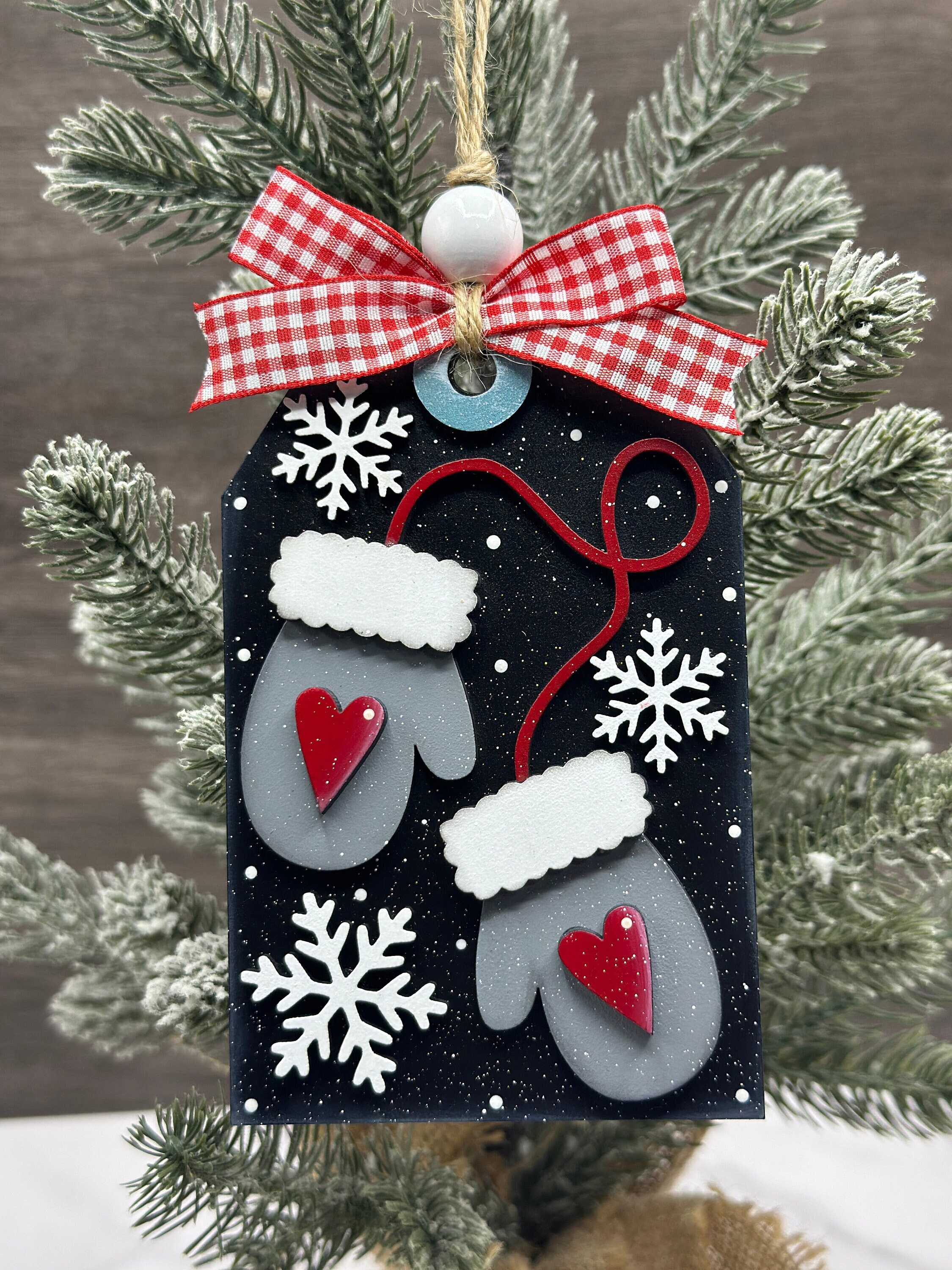 Winter Mittens Gift Tag Ornament - Etsy