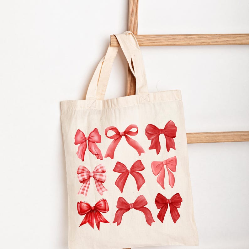 Red Watercolor Coquette Bows: Collage Sublimation Design (digital ...