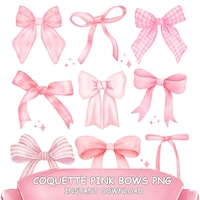 Pink Coquette Bows PNG Clipart Set Coquette Bow Digital Download ...