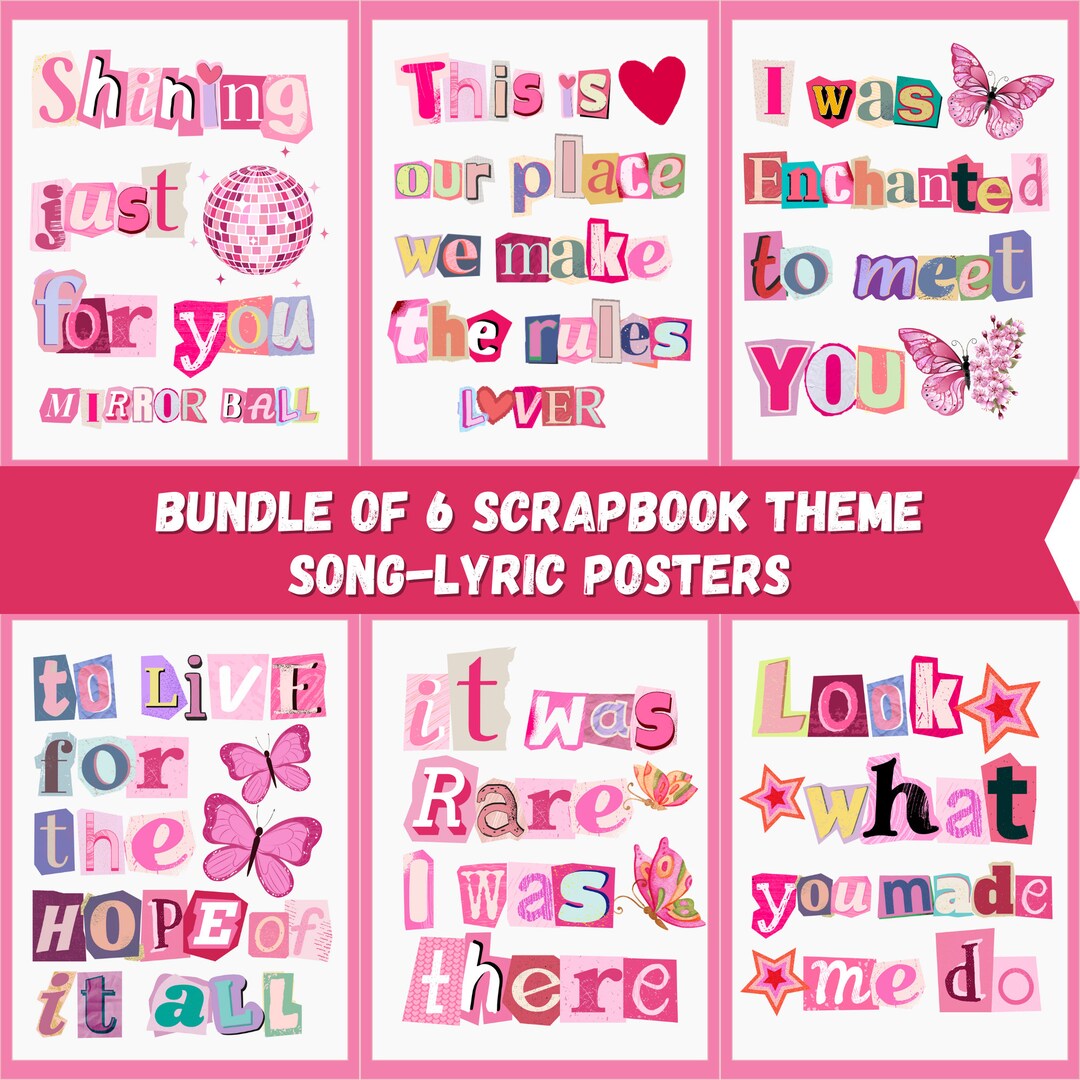 Ts-inspired Song Lyrics Poster Print, Scrapbook Themed Poster, Pop ...