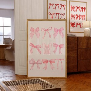 Pink Coquette Bows Poster | Pink Wall Art Decor | Printable Aesthetic ...