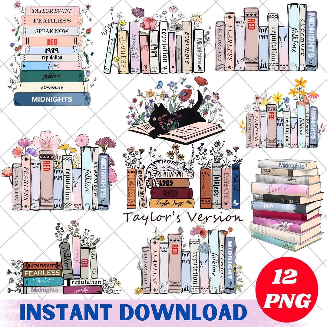 TS Inspired PNG Bundle Stickers, T-swift Inspired Clip Art SVG Bundle ...
