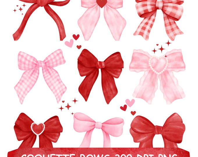 Pink Coquette Bows PNG Clipart Set Coquette Bow Digital Download ...