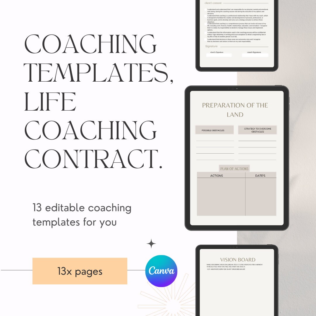 CUSTOMIZE Your Coaching 13 Canva Templates, Editable Training Templates ...