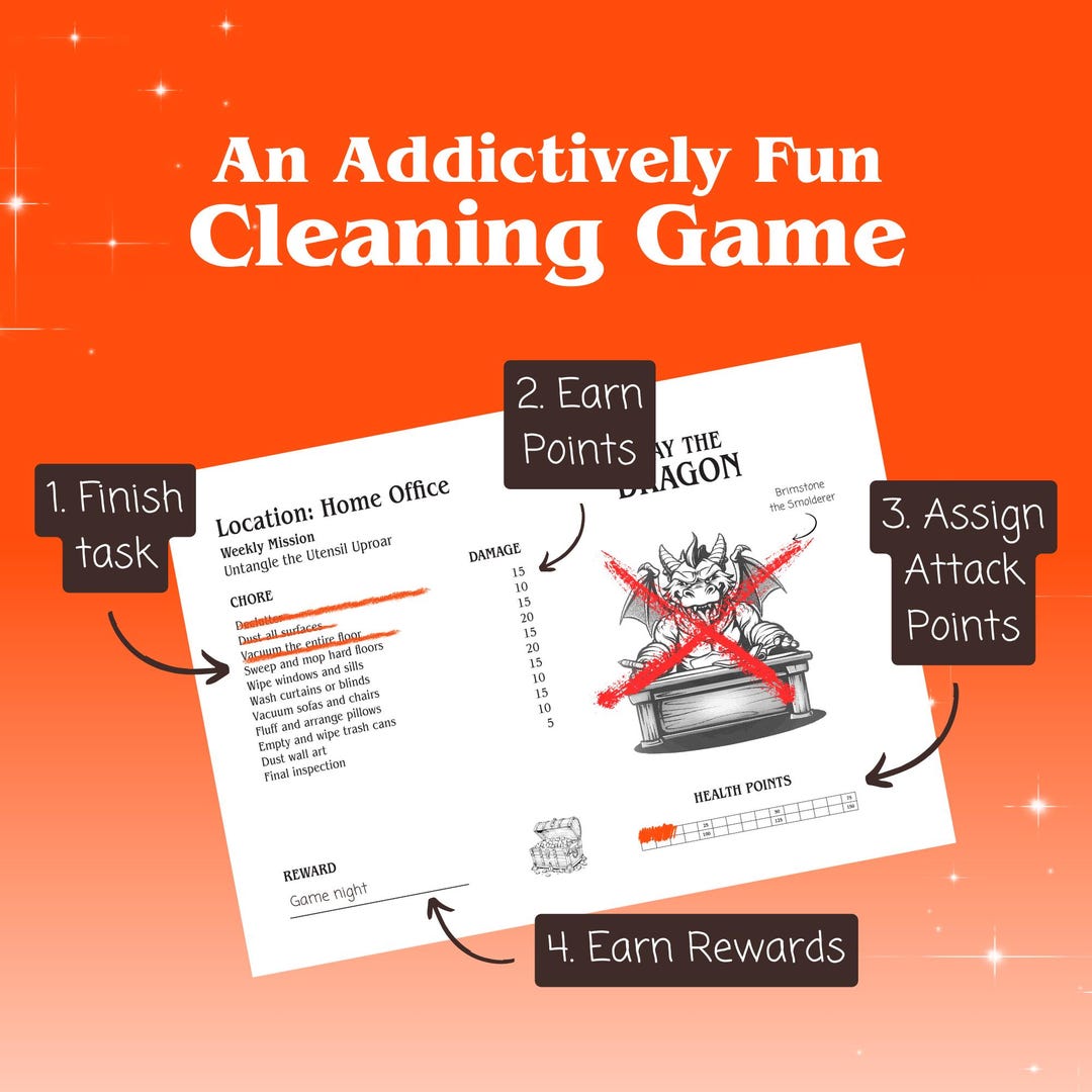 Cleaning Challenge PDF Goodnotes Monster Dragon Cleaning Chore List ...