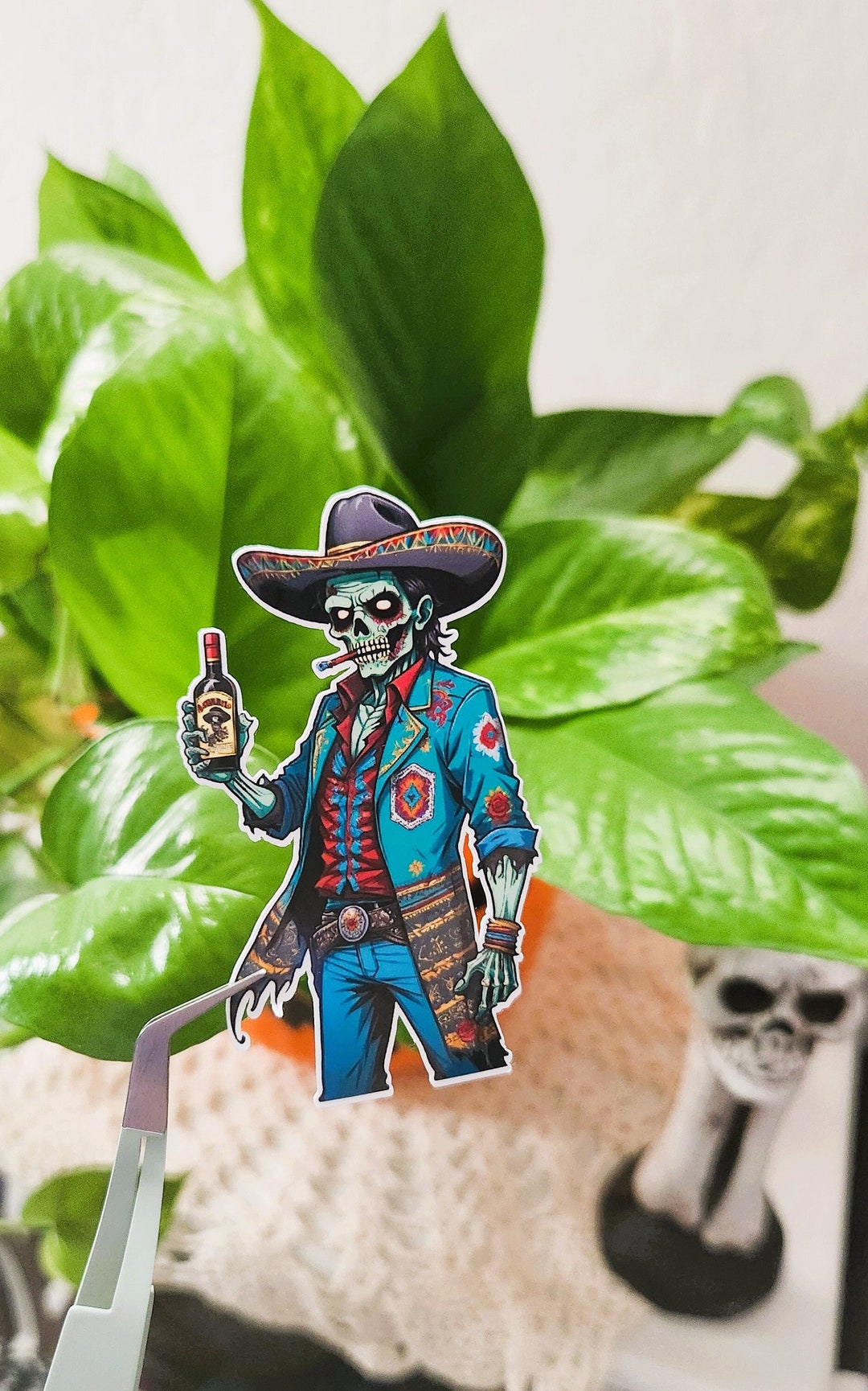 Zombie Bandito / Teal Cowboy Jacket Beer Bottle / Spooky Creepy ...