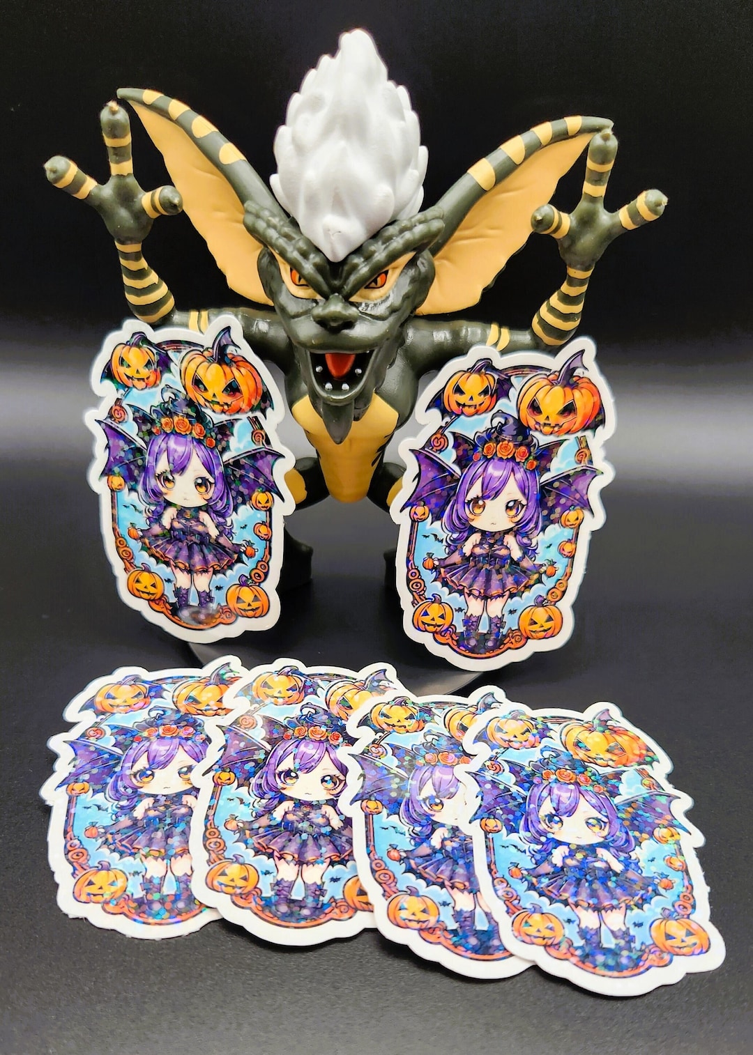 HOLOGRAPHIC Point Waterproof / Chibi Bat Girl / Goth Anime Spooky Cute ...