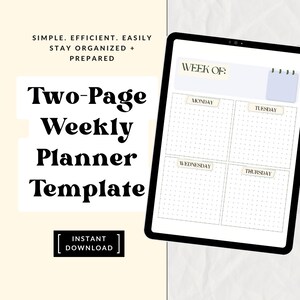 Weekly Planner Template Digital Planner Template Two Page Weekly ...