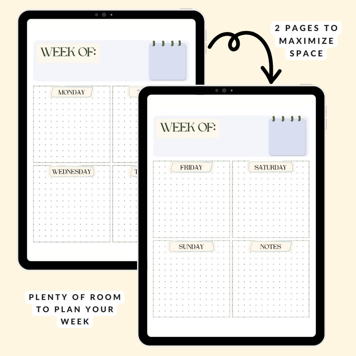 Weekly Planner Template - Digital Planner Template - Two Page Weekly ...