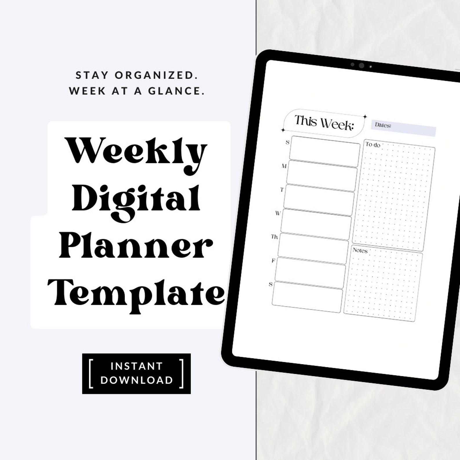 Weekly Digital Planner Template - PDF Download - Etsy