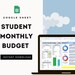 Student Monthly Budget-- Beginner-friendly Budget Spreadsheet ...