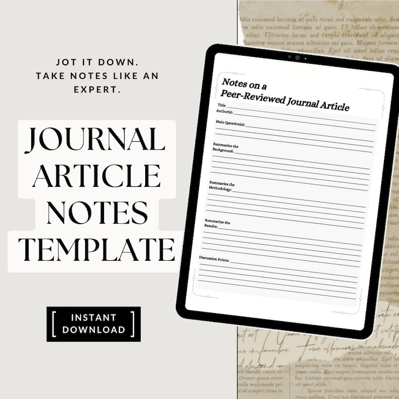 Journal Article Note Taking Template - Etsy