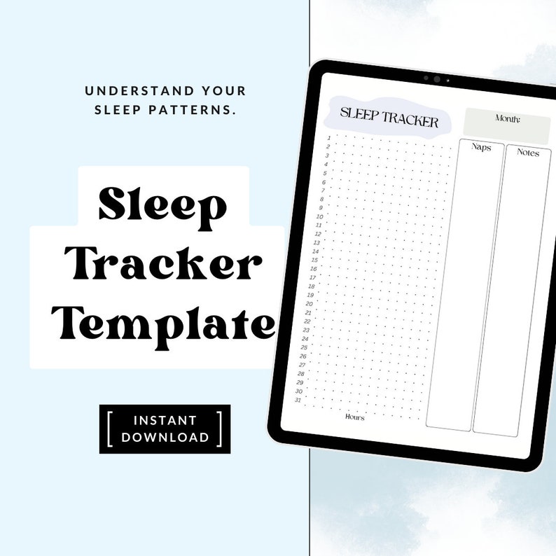 Sleep Tracker Template - Digital Planner Template - PDF Download - Etsy