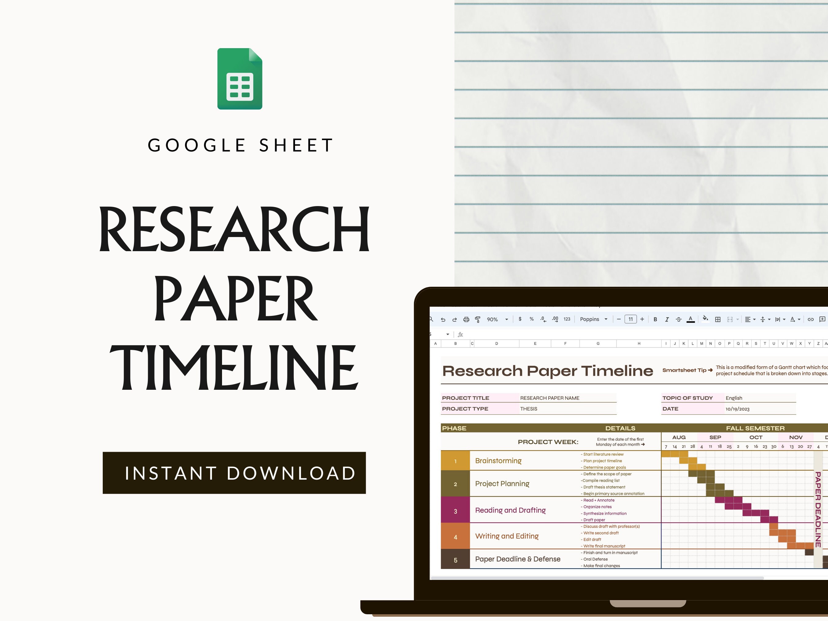 Research Paper/thesis Progress Tracker and Planner - Etsy