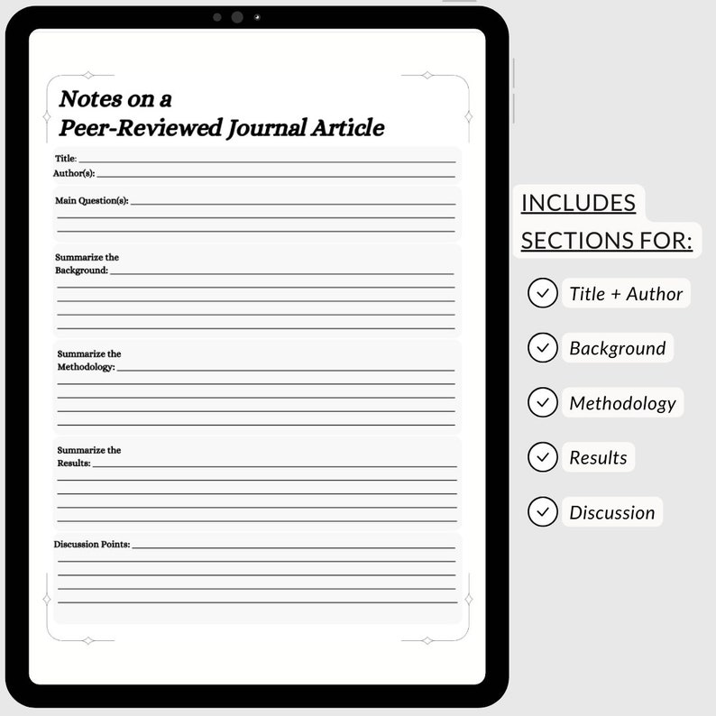 Journal Article Note Taking Template - Etsy