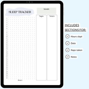 Sleep Tracker Template - Digital Planner Template - PDF Download - Etsy