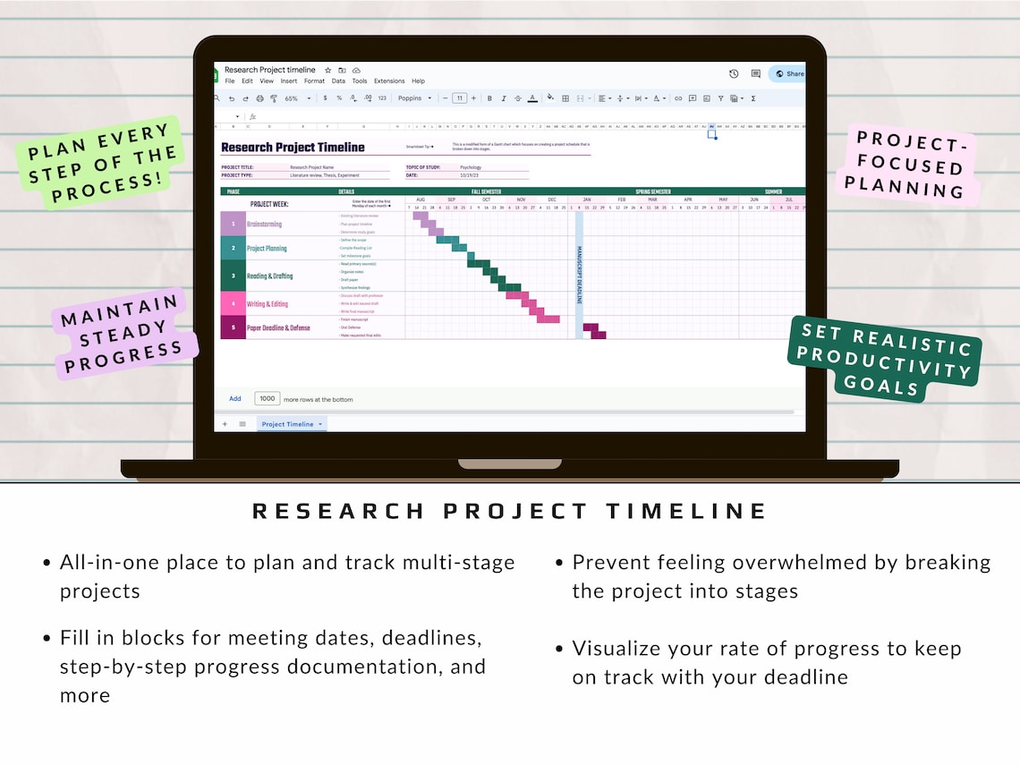 Research Project/dissertation Progress Tracker and Planner - Etsy