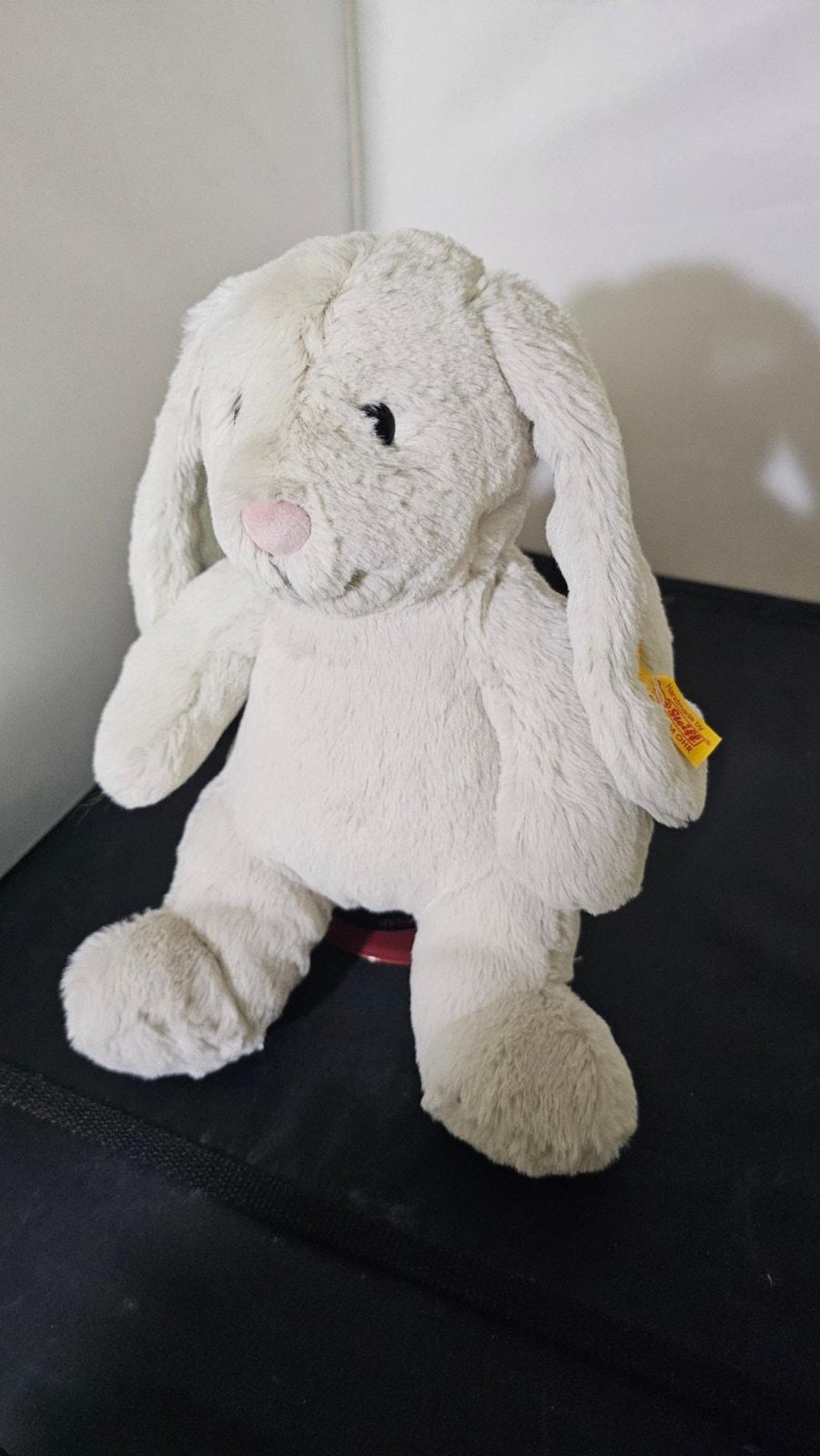 Steiff Hoppie Bunny Rabbit 080470 Plush Stuffed Animal Grey Button ...