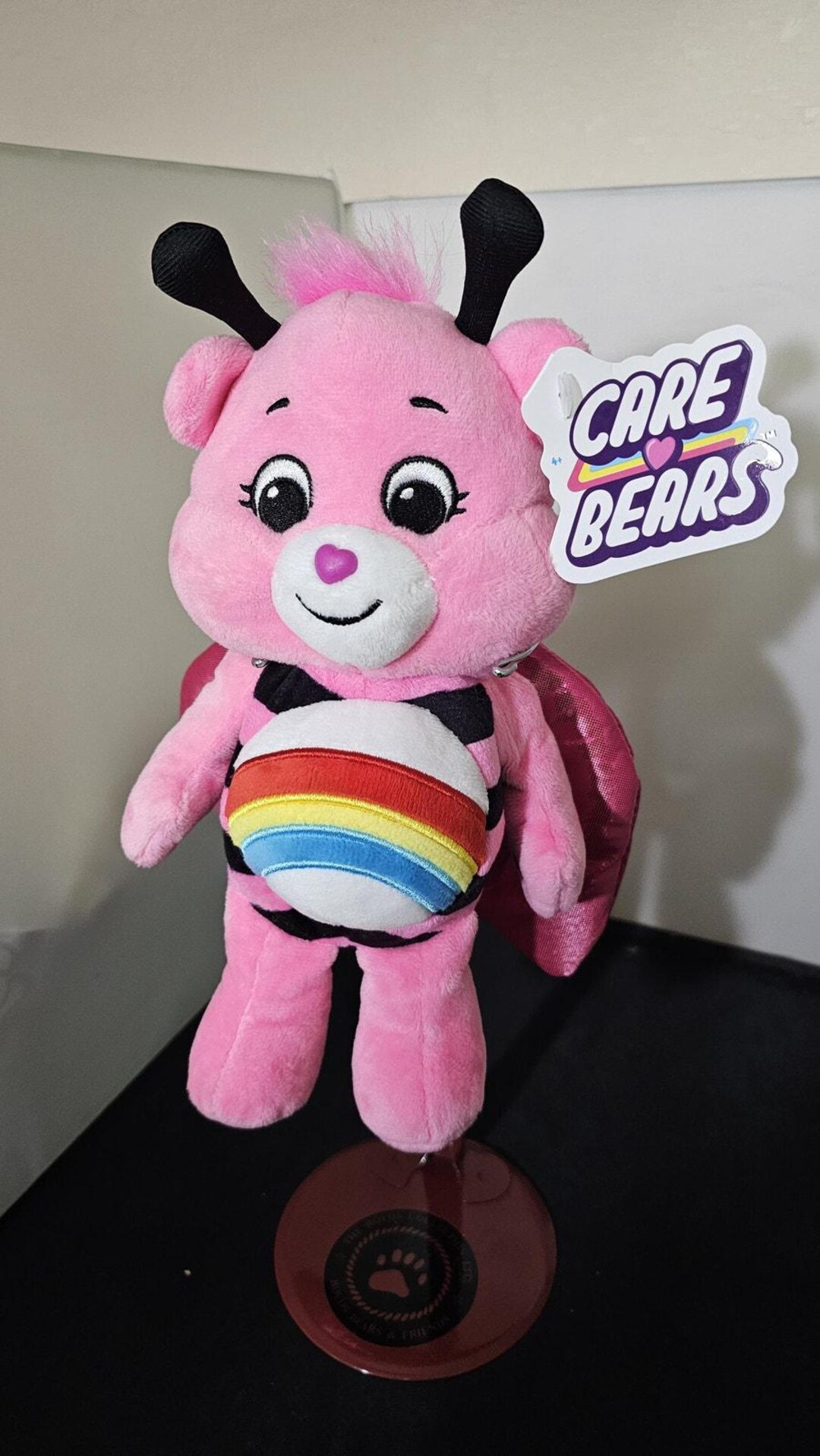 Care Bears Plush Pink Cheer Bear Lady Bug Wings Rainbow Tummy 10" New ...