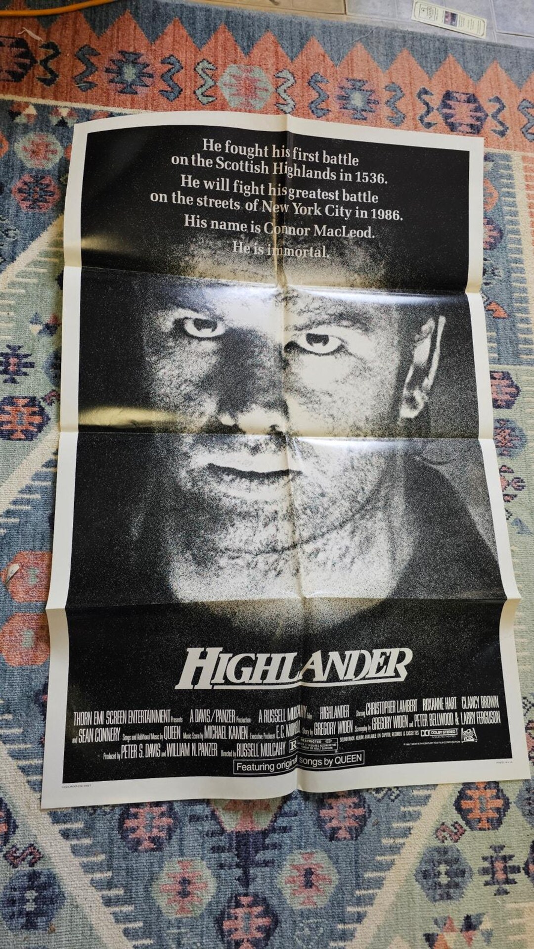 Vintage 1986 Highlander One Sheet 27x41 Folded Rare - Etsy
