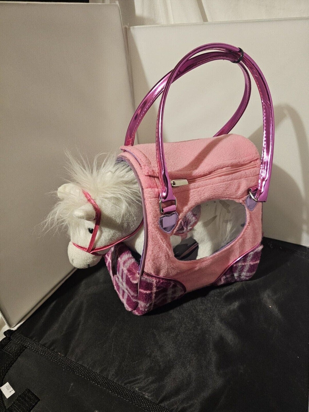 Pucci Pups and Friends White Plush HORSE in PINK Carrying Stable Purse ...