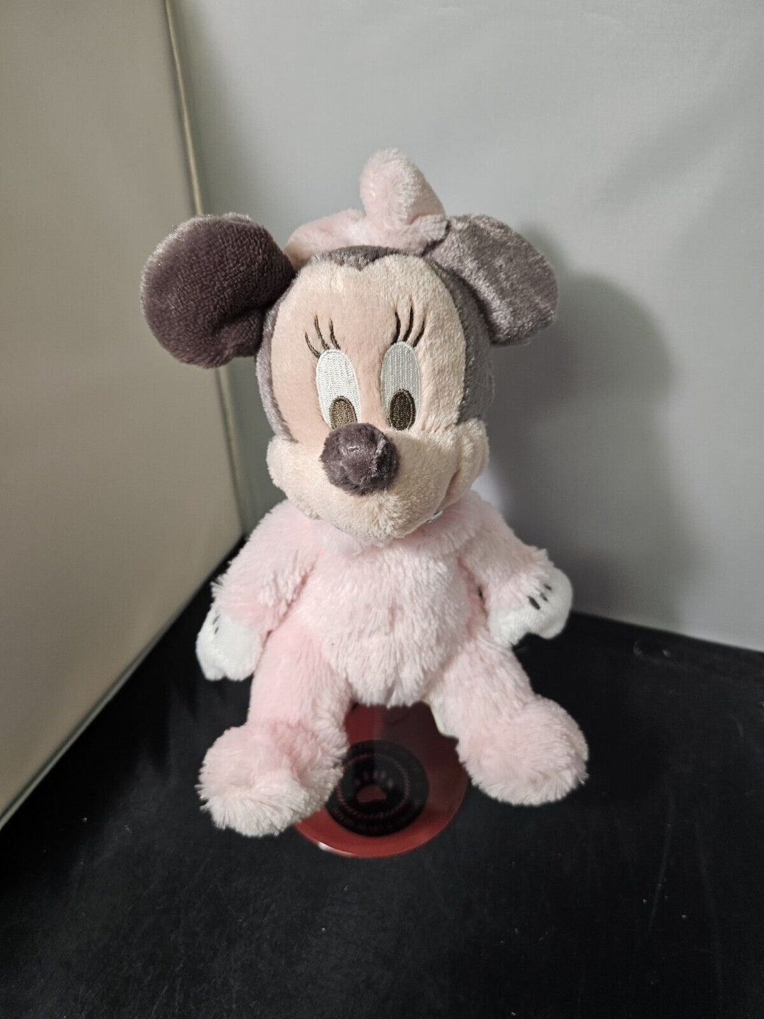 Disney Minnie Mouse Plush Jingle Bell Rattle Pink & Gray 12 Baby Lovey ...