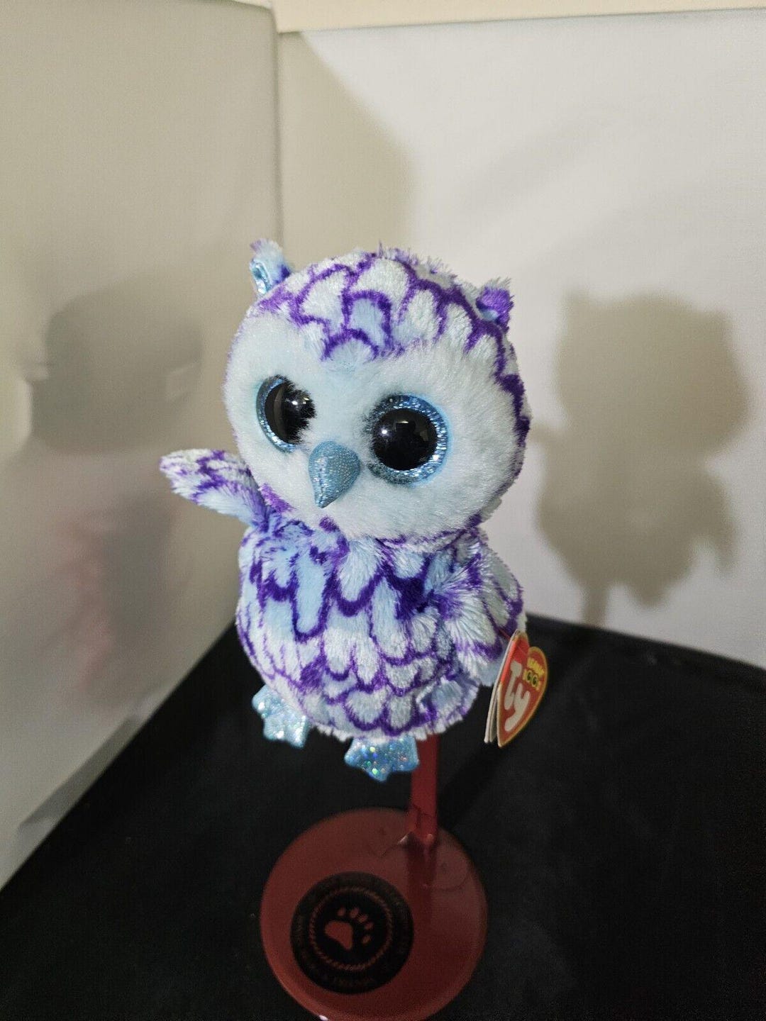 Ty Beanie Boo Oscar the Owl Purple & Blue Sparkle Eyes Plush 555 - Etsy