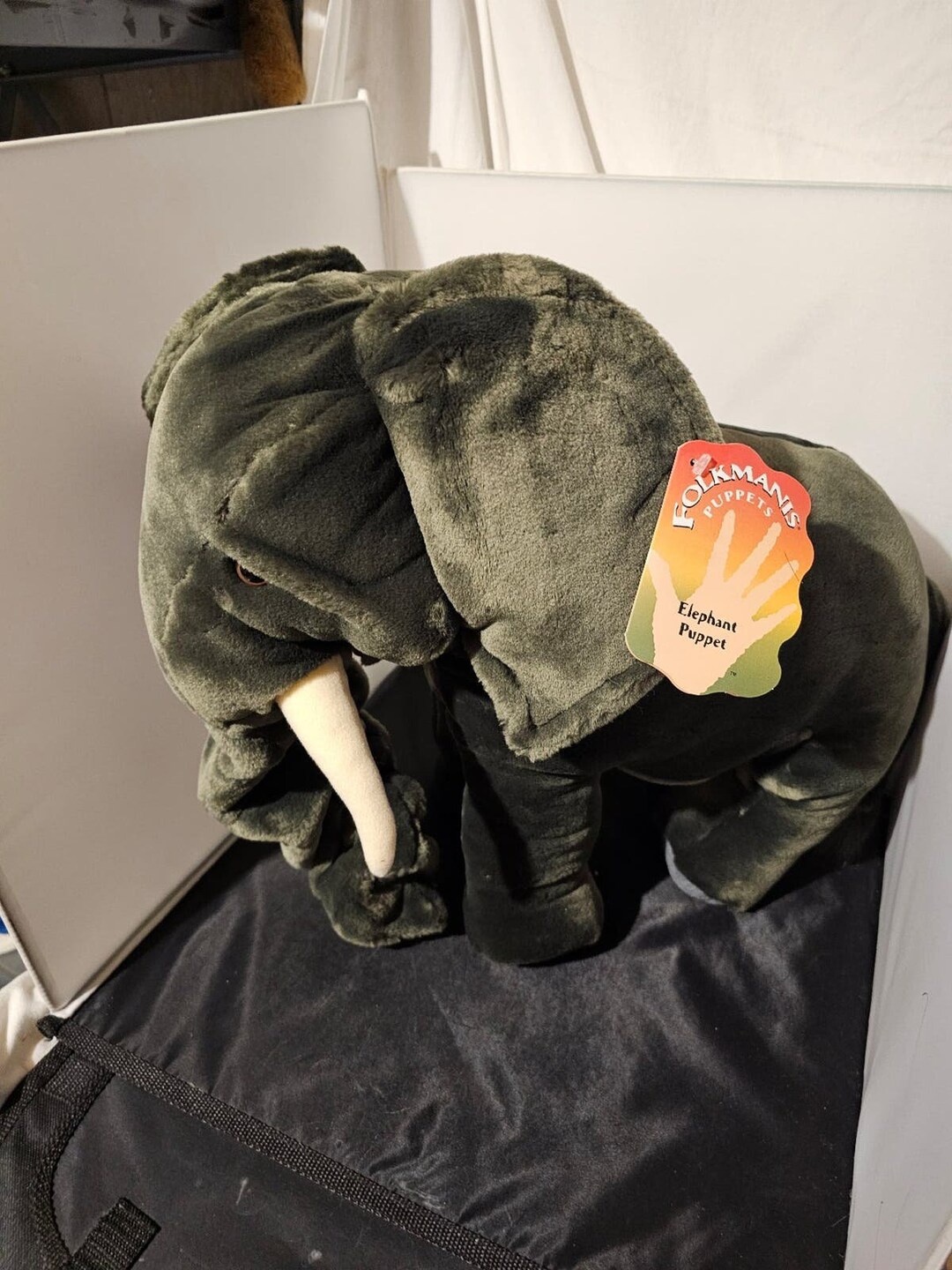 FOLKMANIS Elephant LARGE Full BODY Movable Trunk Standing Puppet Gray ...
